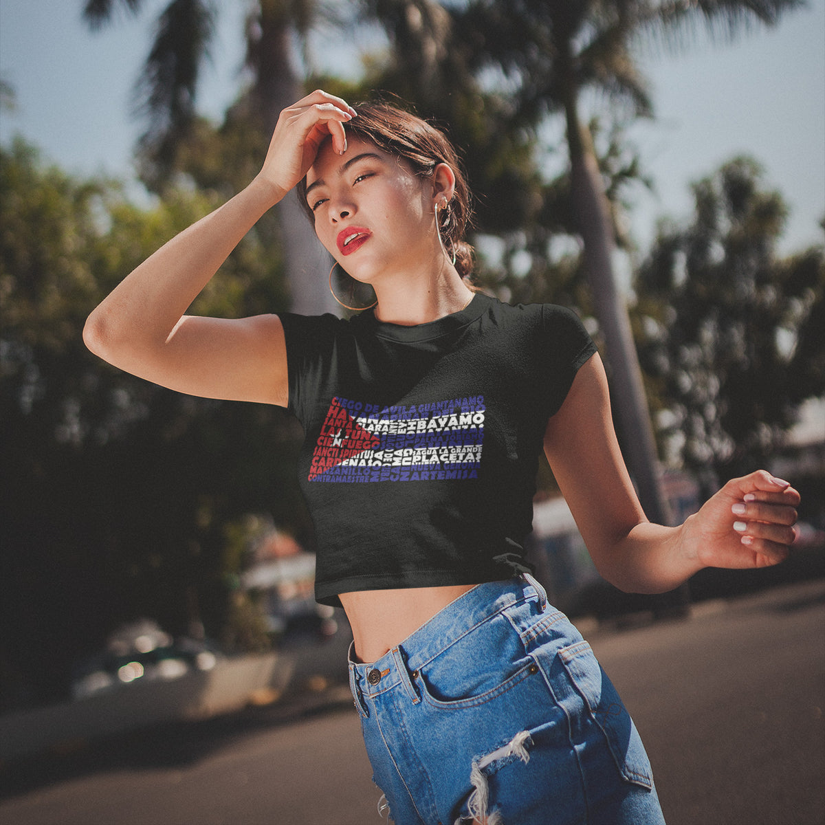 Cuba Stencil - Women's Crop Top - Properttees